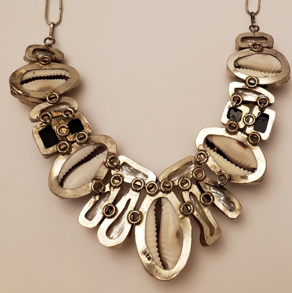 Jewelry | Sterling Silver Cowrie Shell Onyx Pearl Necklace | Poshmark